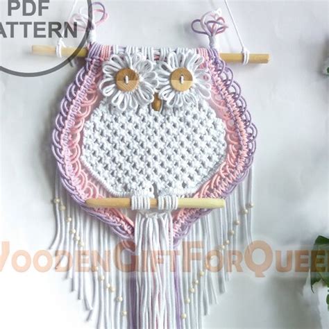 PDF Macrame Owl Pattern Digital Macrame Owl Wall Hangings Etsy