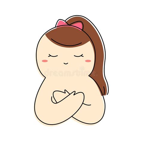 Hug Yourself Cartoon Love Yourself Concept For Mental Health Sadness