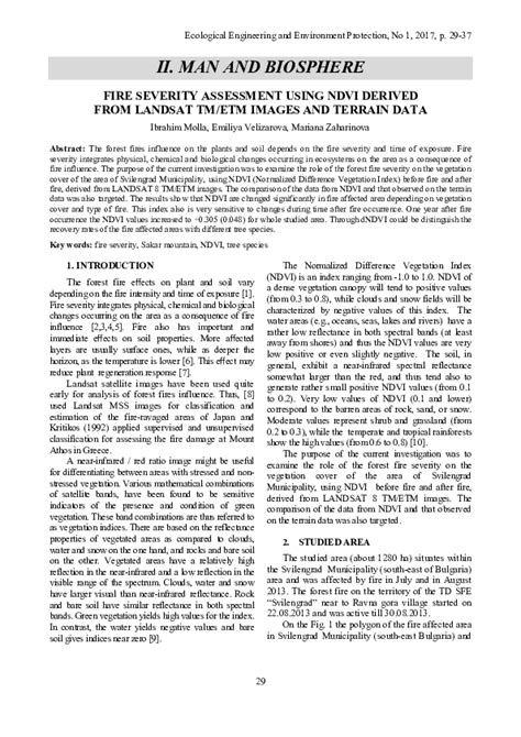 Pdf Fire Severity Assessment Using Ndvi Derived From Landsat Tm Etm Images And Terrain Data