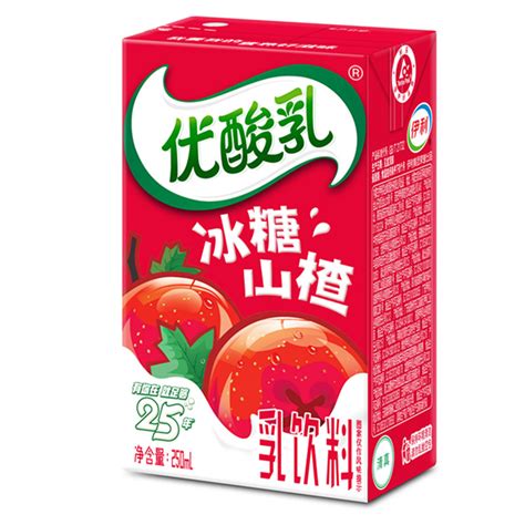 3月伊利优酸乳冰糖山楂 荔枝味 杏子味250ml 24盒整箱 虎窝淘