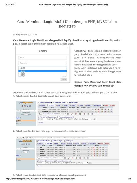 Cara Membuat Login Multi User Dengan Php Mysql Dan Bootstrap