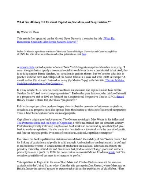 Doc What Does History Tell Us About Capitalism Socialism And