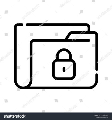 lock folder icon outline vector stock vector royalty free 2216669291