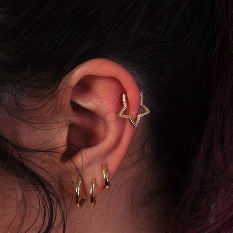 Helix Piercing Star In Gold Earings Piercings Pretty Ear Piercings