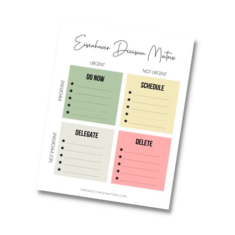 Decision Matrix Worksheet Printable Digital Download Imperfect
