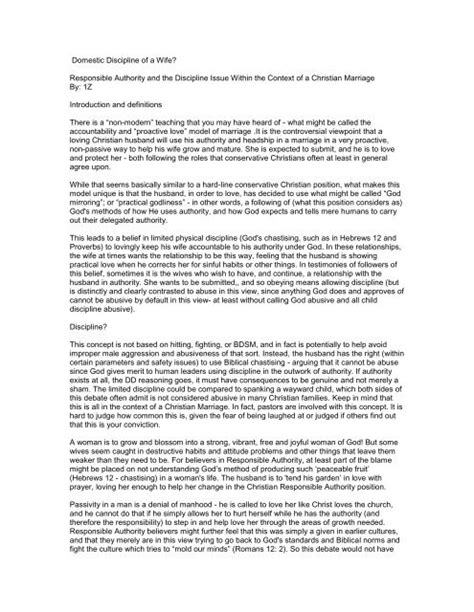 Domestic Discipline Of A Wife Christian Domestic Discipline Network