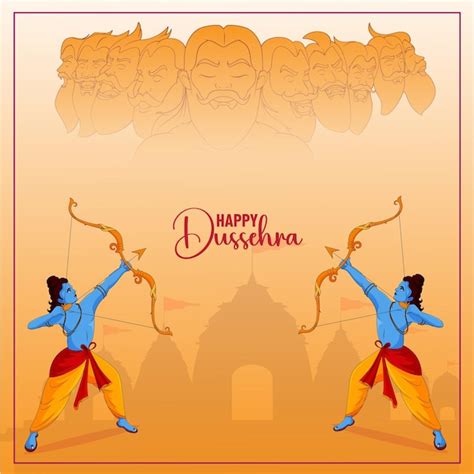 모두에게 매우 행복한 Dussehra 배너 디자인 템플릿이 있기를 바랍니다 프리미엄 벡터