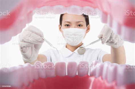 화이트 행복 한 얼굴로 치과 도구를 들고 유니폼을 착용 하는 여자 간호사에 대한 스톡 사진 및 기타 이미지 간호사 건강