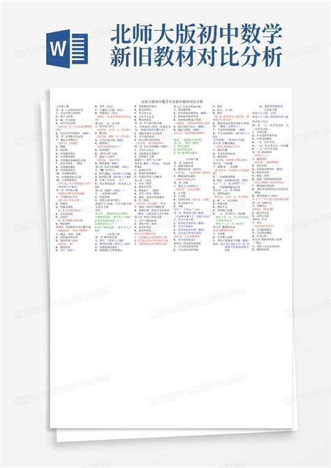 北师大版初中数学新旧教材对比分析word模板下载编号lgzjvkzz熊猫办公