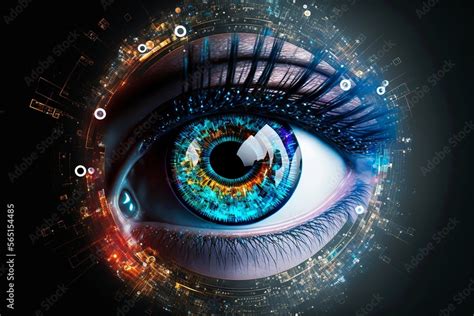 Security Access Technology As Eye Scan And Viewing Digital Information Human Eye With Scanning