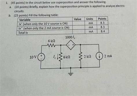 solved 45 ﻿points ﻿in the circuit below use superposition