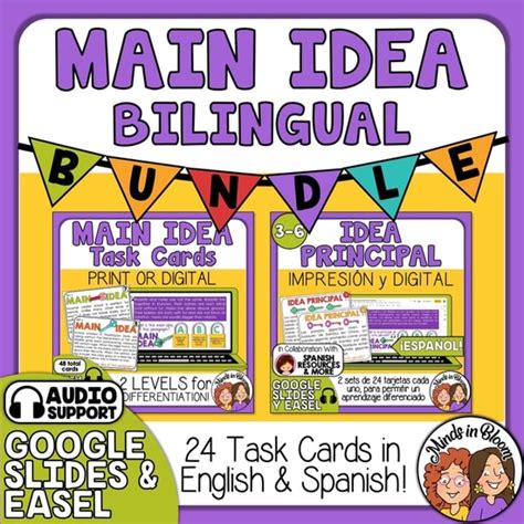 Main Idea Bilingual MINI BUNDLE Both English Spanish Versions For