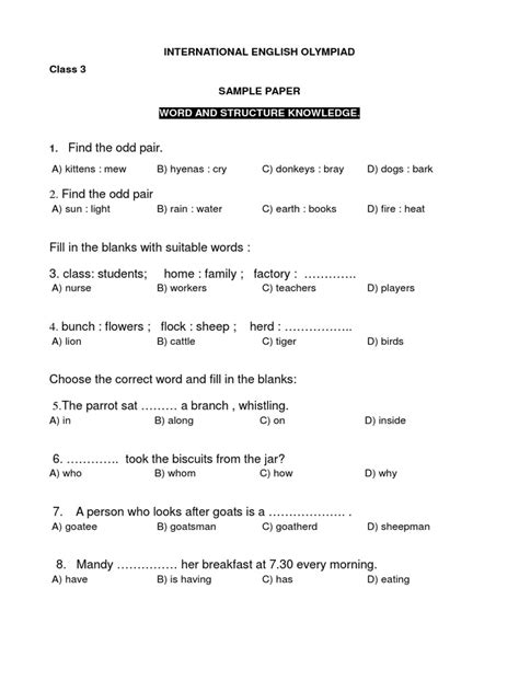 Class 3 Ieosample Paper Pdf
