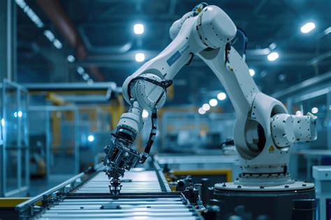 Premium Photo Smart Robot Arm Systems For Warehouse Automation Using Iot Technology