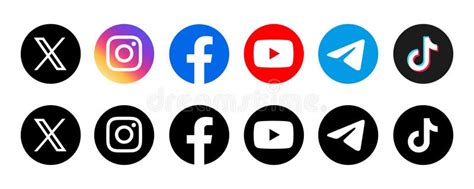 Social Media Icons Set Facebook Instagram Twitter X Youtube
