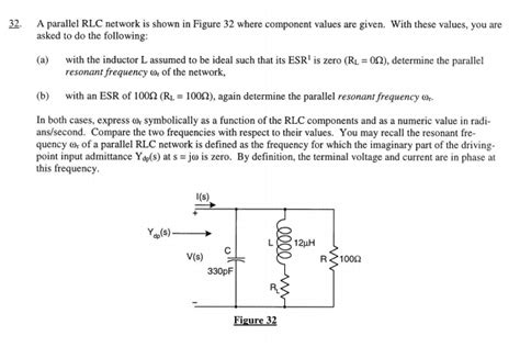 Solved A Parallel RLC Network Is Shown In Figure 32 Where Chegg Com