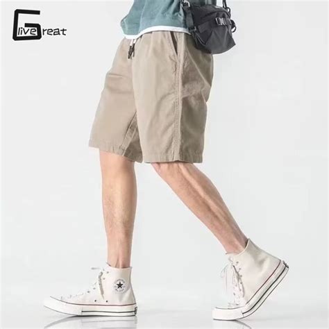 Live Great กางเกงขาสั้นคาร์โก้ผู้ชายกางเกงวอร์มขาตรงสำหรับใส่สบายไม่เป็นทางการฤดูร้อน Lazada
