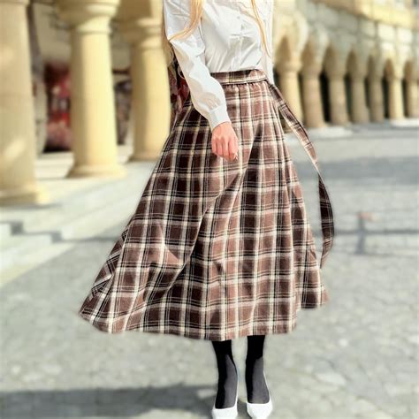 Gray Plaid Skirt Etsy