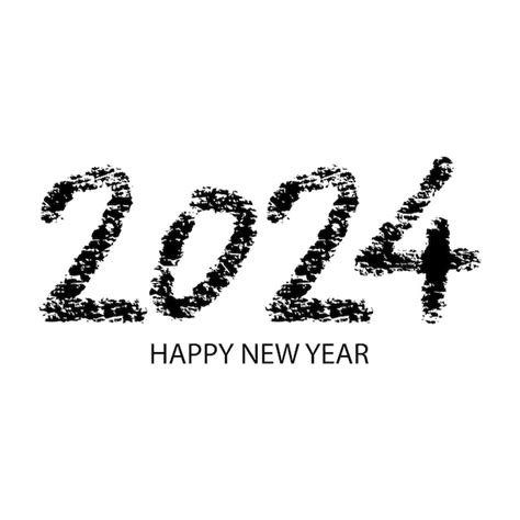 Premium Vector 2024 Text Design Black Color Handwritten Isolated On