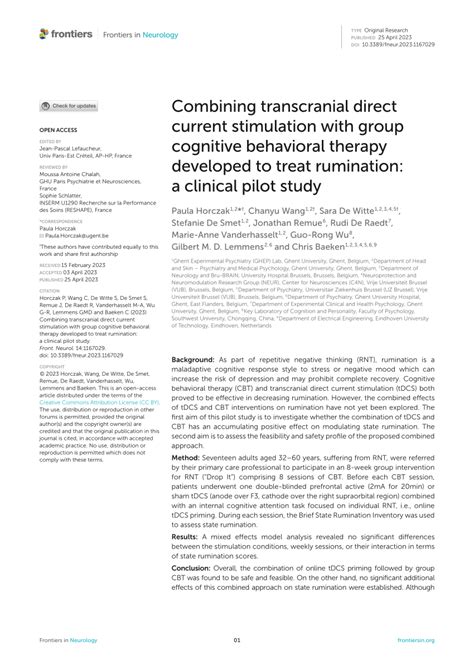 Pdf Combining Transcranial Direct Current Stimulation With Group