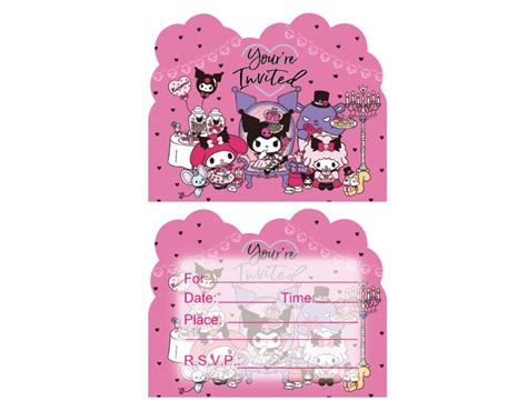 Buy Towei Pcs Kuromi And My Melody Birthday Invitation Cards Kuromi
