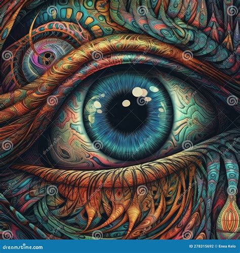 An Eye With An Orange Flame On It In The Style Of Psychedelic