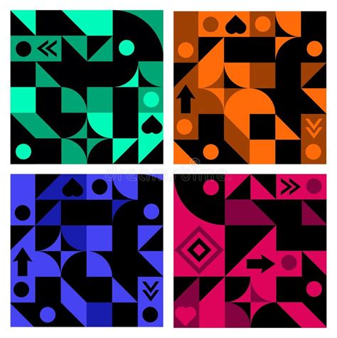 Cover Set Illustration Geometric Pattern With Basic Design Elements Stock Vector Illustration