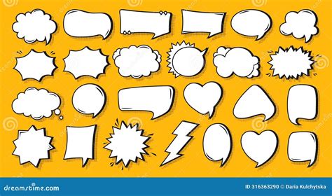 Retro Speech Bubble Comic Set Pop Art Empty Chatting Box Dialog Clouds Comics Frame Book Vector ...