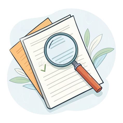 Document Inspection Magnifying Glass On Papers Vector Illustration Review Verification