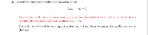 Solved Consider A First Order Difference Equation
