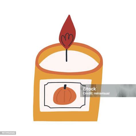 귀여운 호박 향기 촛불 흰색 배경에 고립 된 만화 평면 벡터 그림 가을에 대한 스톡 벡터 아트 및 기타 이미지 가을 귀여운 대두 콩 Istock