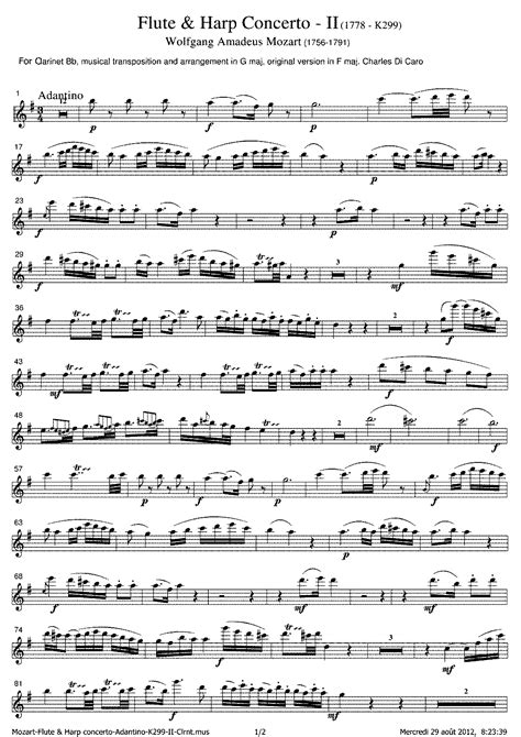 Flute And Harp Concerto In C Major K299297c Mozart Wolfgang