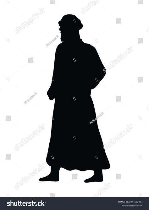 Man Muslim Walking Silhouette Character Stock Vector Royalty Free