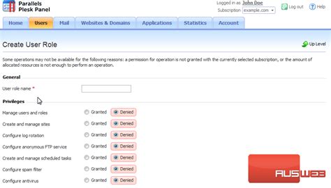 create user roles in plesk web24