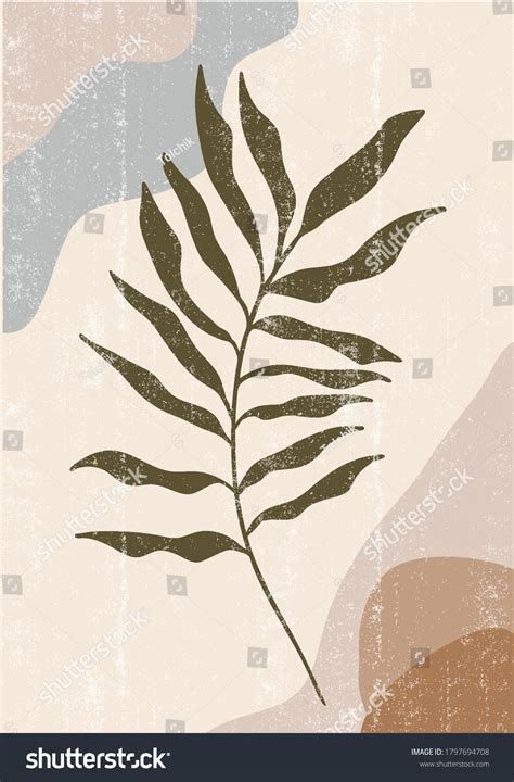 Botanical Print Boho Minimalist Printable Wall Stock Vector Royalty