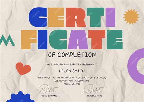 Free Vector Colorful Abstract Art Class Certificate