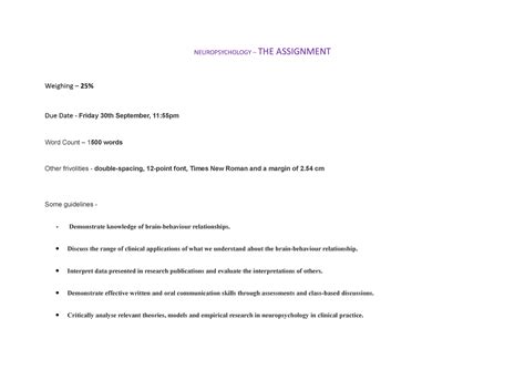 Neuropsychology Assignment Auto Recovered Neuropsychology The Assignment Weighing 25