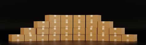 골판지 상자 판지 또는 소포의 더미 상품 제공의 개념 웹 사이트를위한 템플릿 수평 배너 헤더 3d 렌더링 3차원 형태에 대한 스톡 사진 및 기타 이미지 Istock