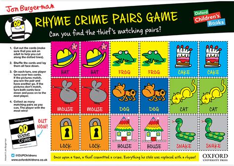 Rhyme Crime Pairs Game Oxford Owl For Home