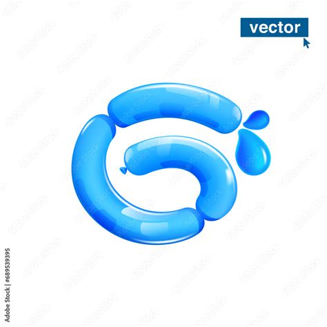 Vecteur Stock 6 Logo Number Six Made Of Blue Clear Water And Dew Drops