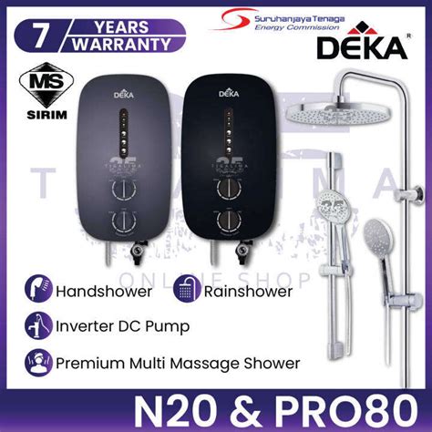 Deka N20 Pro80 Silent Inverter Dc Pump Rainshower Premium Multi Massage Shower Heater Deka