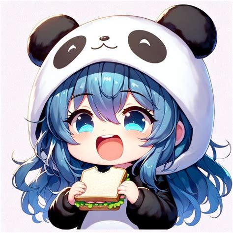 Тиби в капюшоне панды с бутербродом 2024