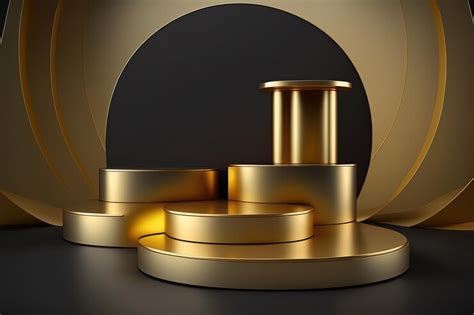 Premium Ai Image Realistic 3d Cylinder With A Luxury And Golden