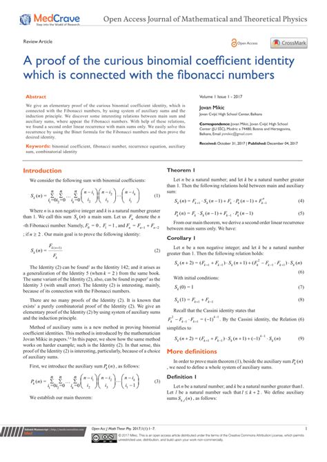 Pdf A Proof Of The Curious Binomial Coefficient Identity Which Is