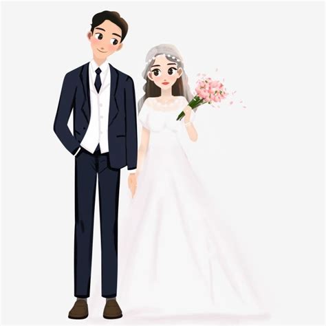 รูปองค์ประกอบคู่บ่าวสาว Png ภาพตัดปะเจ้าสาว ชุดแต่งงาน การ์ตูนภาพ