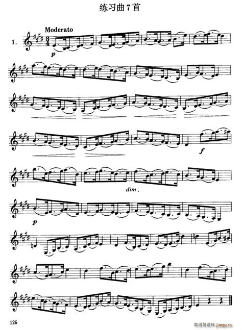 单簧管中级练习曲7首 歌谱简谱网