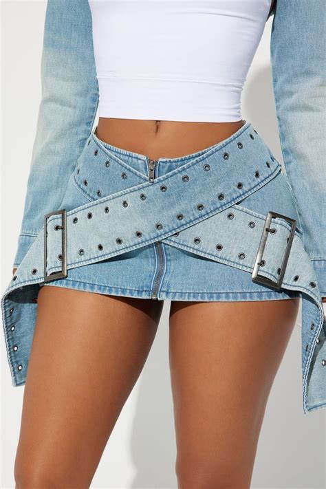 Melody Denim Micro Mini Skirt Set Light Wash Fashion Nova Mini