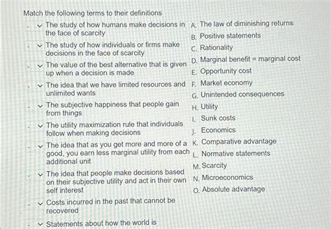 Solved Match The Following Terms To Their Definitionsthe