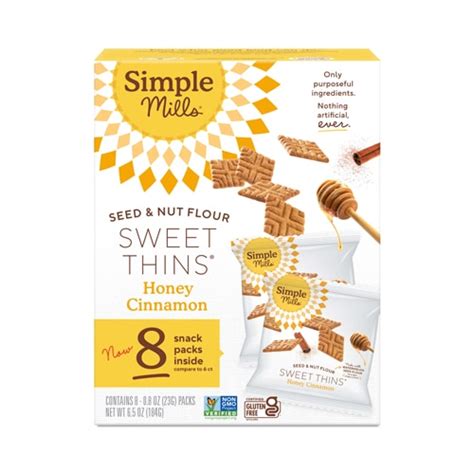 Simple Mills Seed And Nut Flour Sweet Thins Snack Pack Honey Cinnamon
