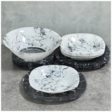 Сервиз за хранене Luminarc Мрамор черно и бяло